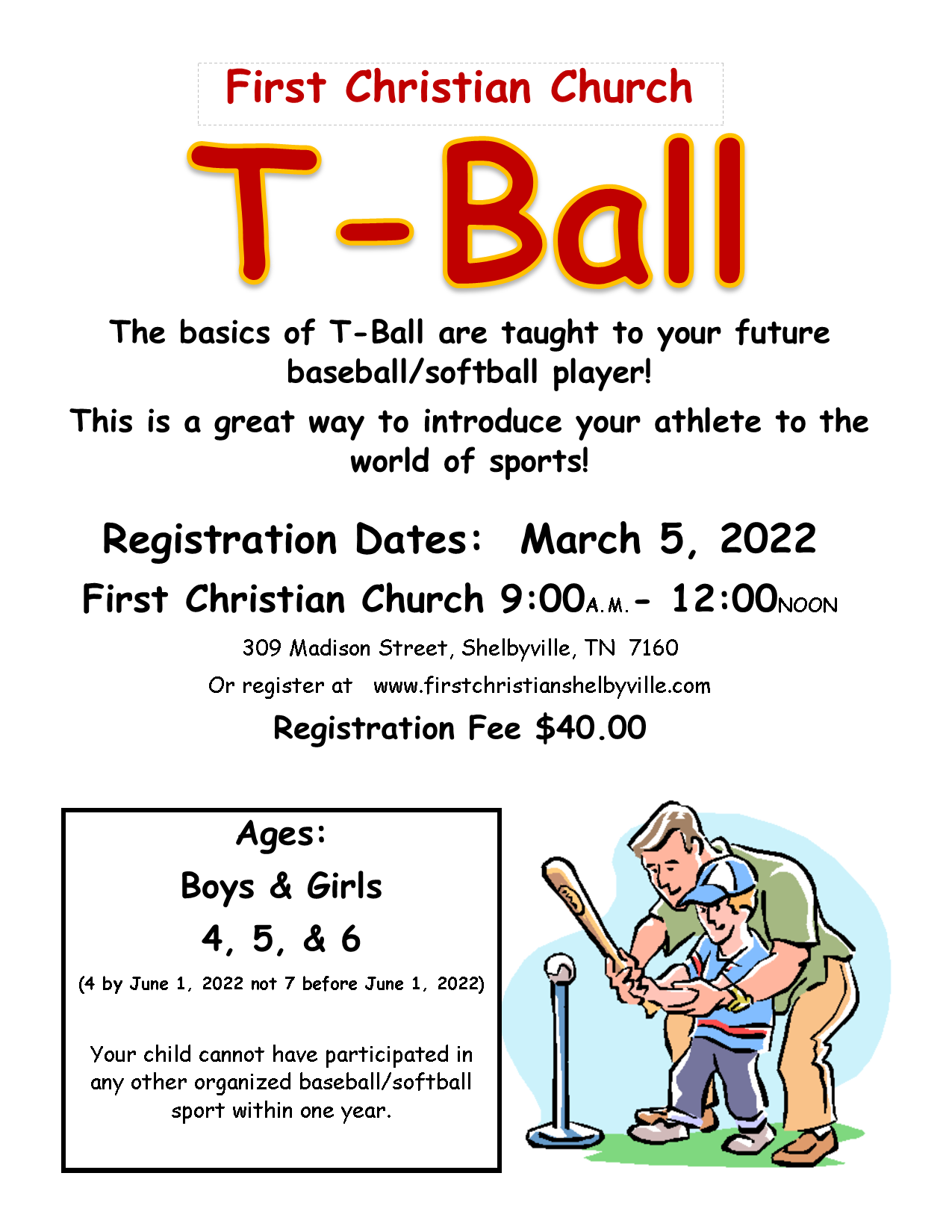 T-Ball 2022 | First Christian Church (Disciples of Christ) Shelbyville, TN